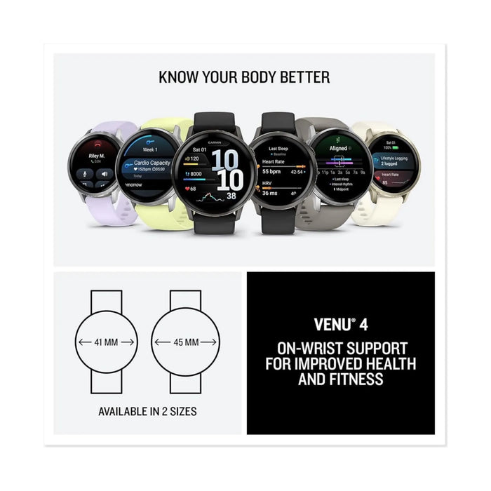 Venu 4 Slate with Black Silicone Band, 45mm| TaMiMi Projects